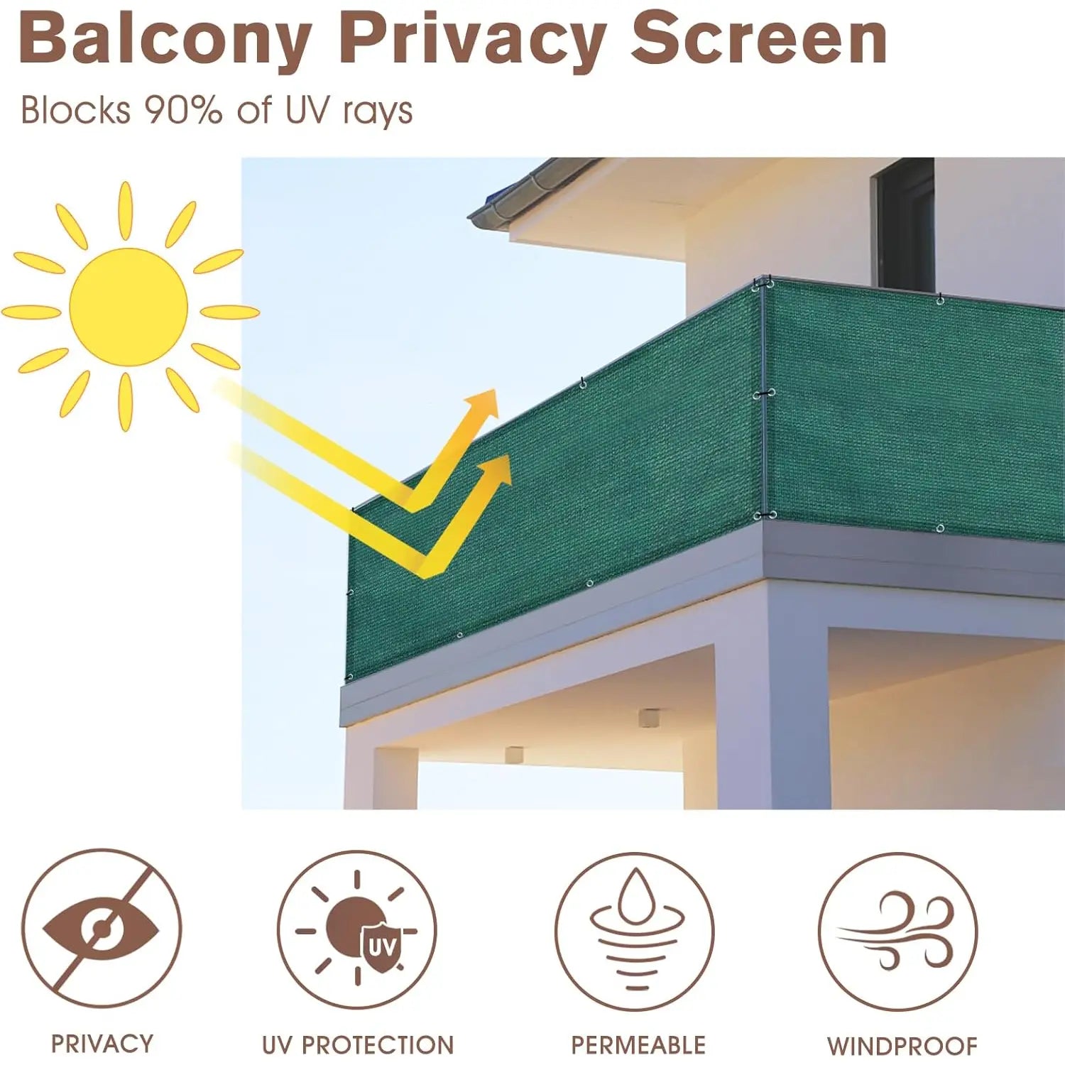 SUNNY GUARD Balcony Deck Privacy Screen Heavy Duty Wind Screen for Outdoor