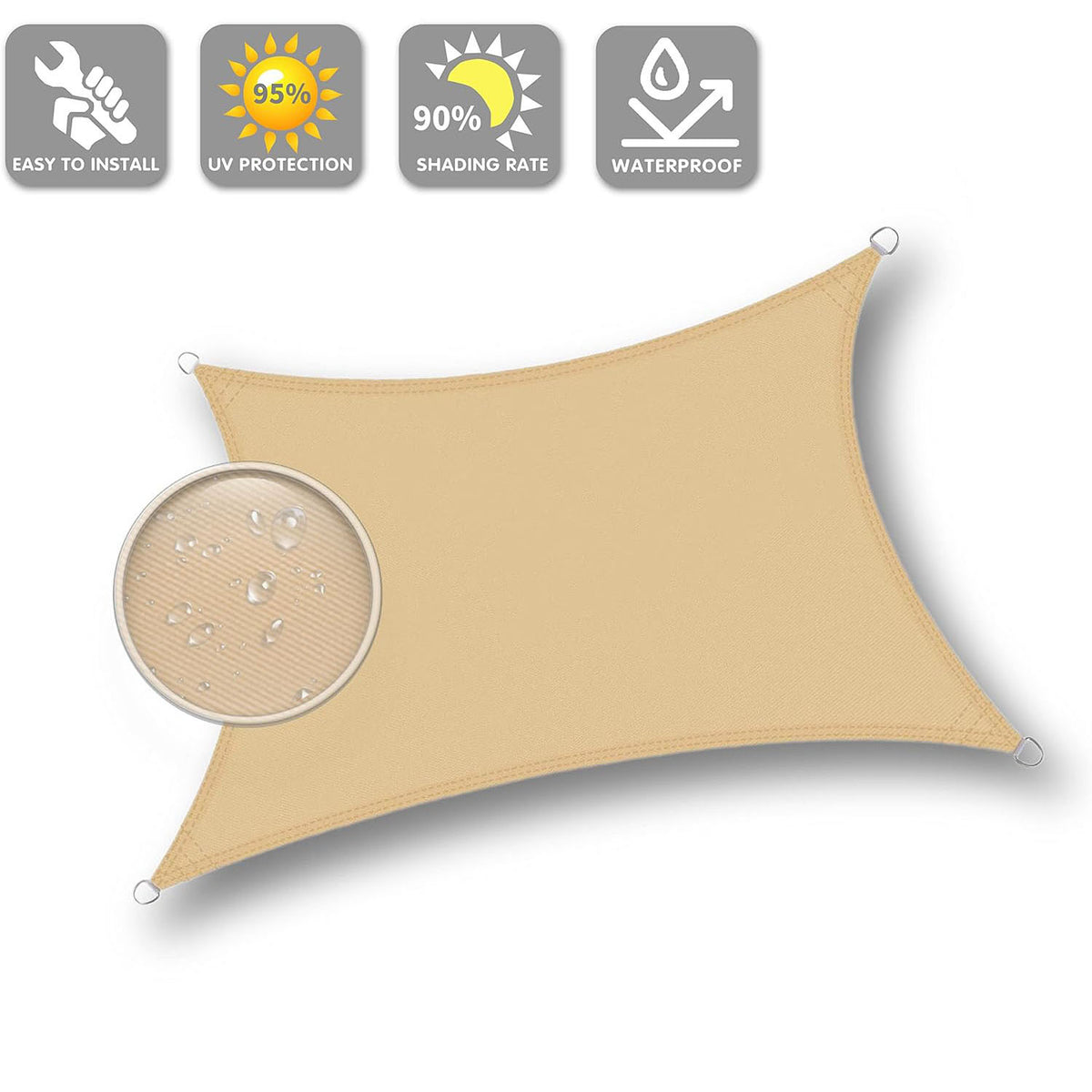 Waterproof Rectangle Shade Sail for Backyard Yard Deck Patio Garden Ou ...